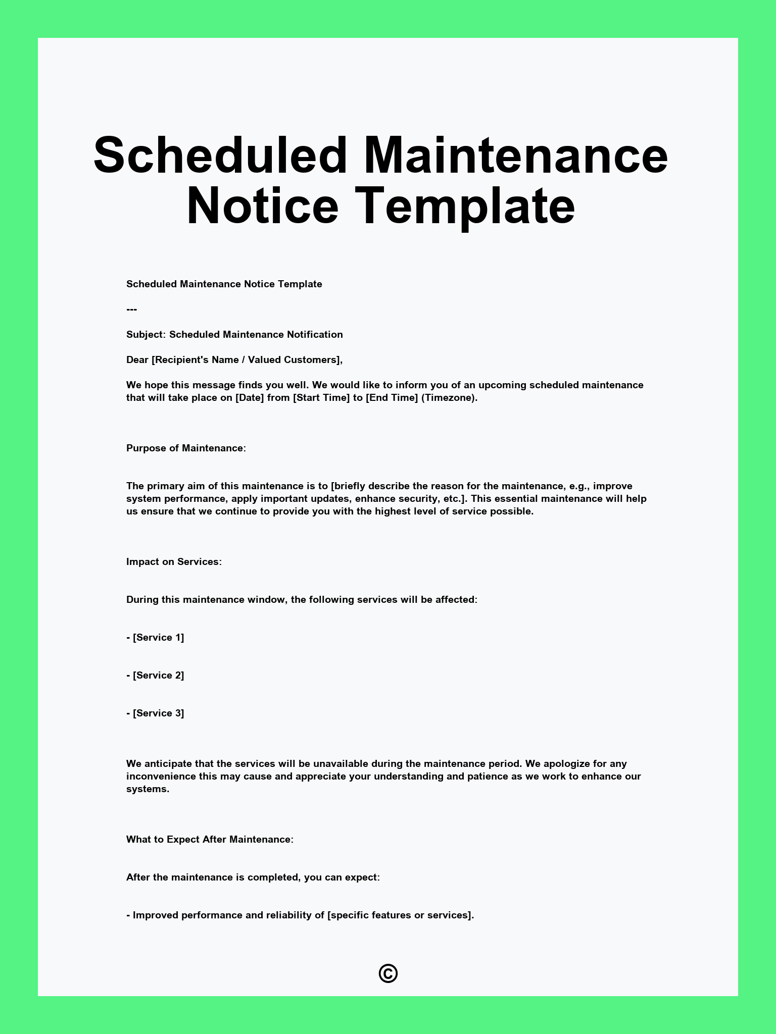 Office Maintenance Notice Template